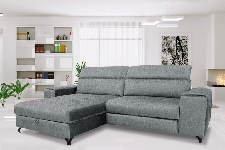 Corner sofa with changeable corner Angelo Silver Pull out